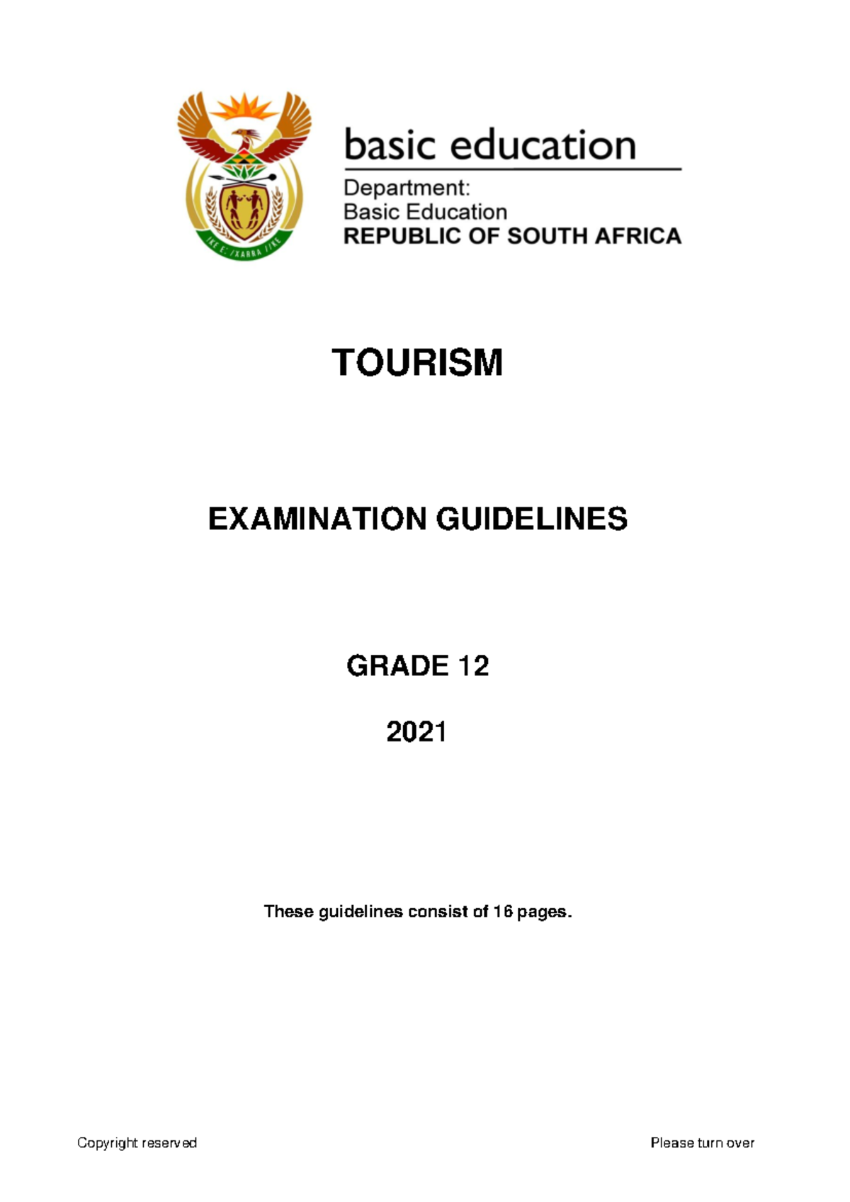 Tourism GR 12 Exam Guidelines 2021 Eng - TOURISM EXAMINATION GUIDELINES ...