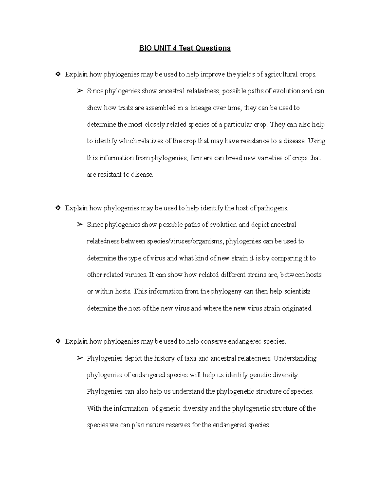 BIO UNIT4 Test - Unit 4 test and answers - BIO UNIT 4 Test Questions ...