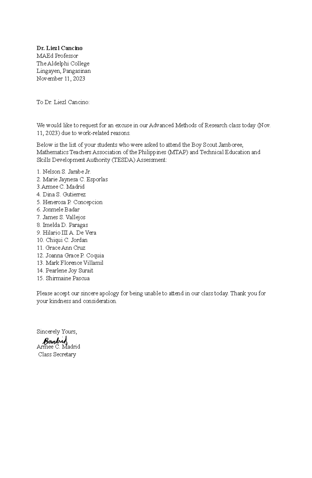 Module Number 1 - Dr. Liezl Cancino MAEd Professor The Aldelphi College ...