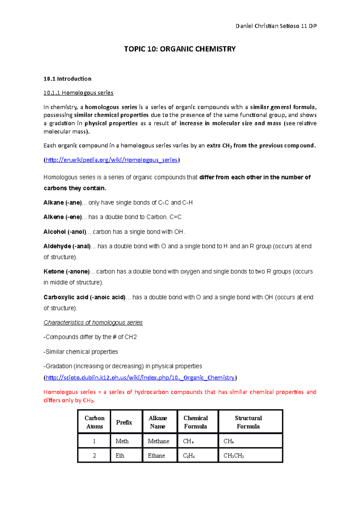 57841720 Organic Chemistry Summary - TOPIC 10: ORGANIC CHEMISTRY 10 ...