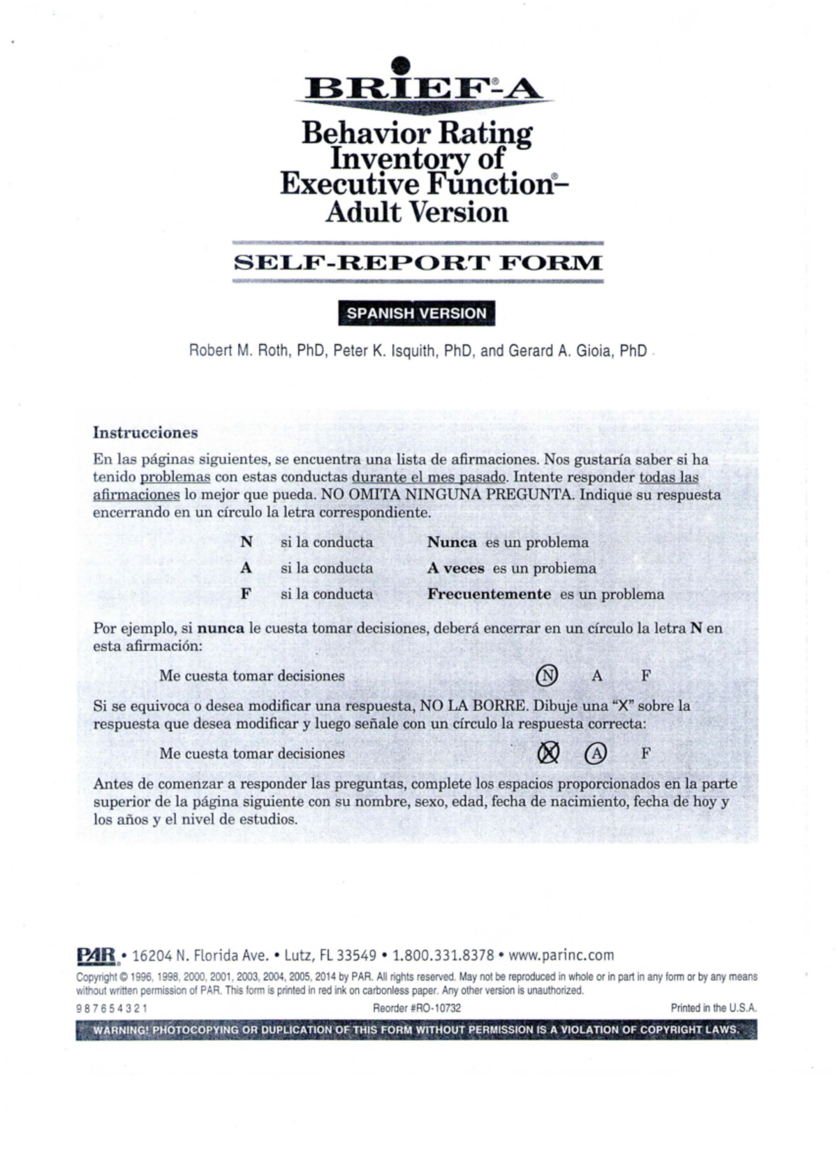 Brief-A - BRIEF-A - • Behavior Rating lnventonr of Executive Function ...