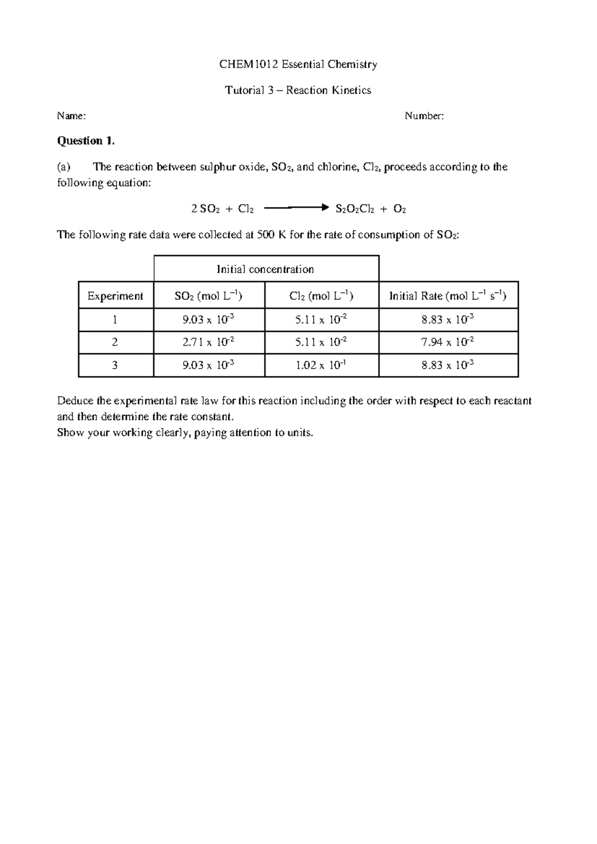 Tutorial 3 - Lecture 3 notes - CHEM1012 Essential Chemistry Tutorial 3 ... Tutorial 3 - Lecture 3 notes - CHEM1012 Essential Chemistry Tutorial 3 ...