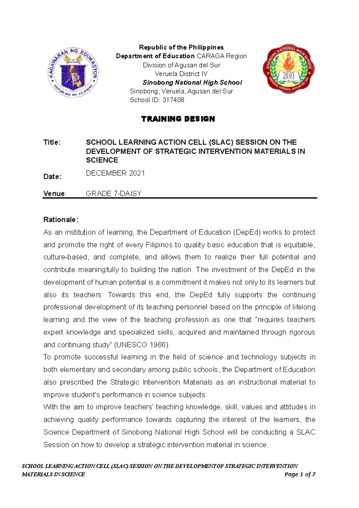 SLAC Session In Science Act Design Republic Of The Philippines SLAC Session In Science Act Design Republic Of The Philippines