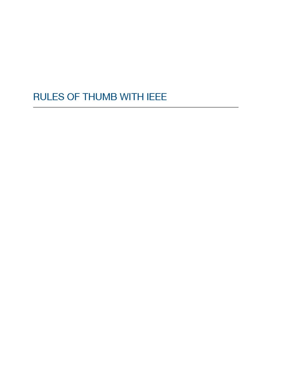 IEEE - Rules of Thumb - RULES OF THUMB WITH IEEE - Studocu