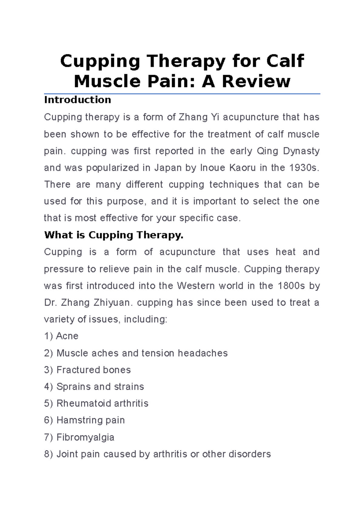 Cupping Therapy for Calf Muscle Pain: A Review - Cupping Therapy for ...