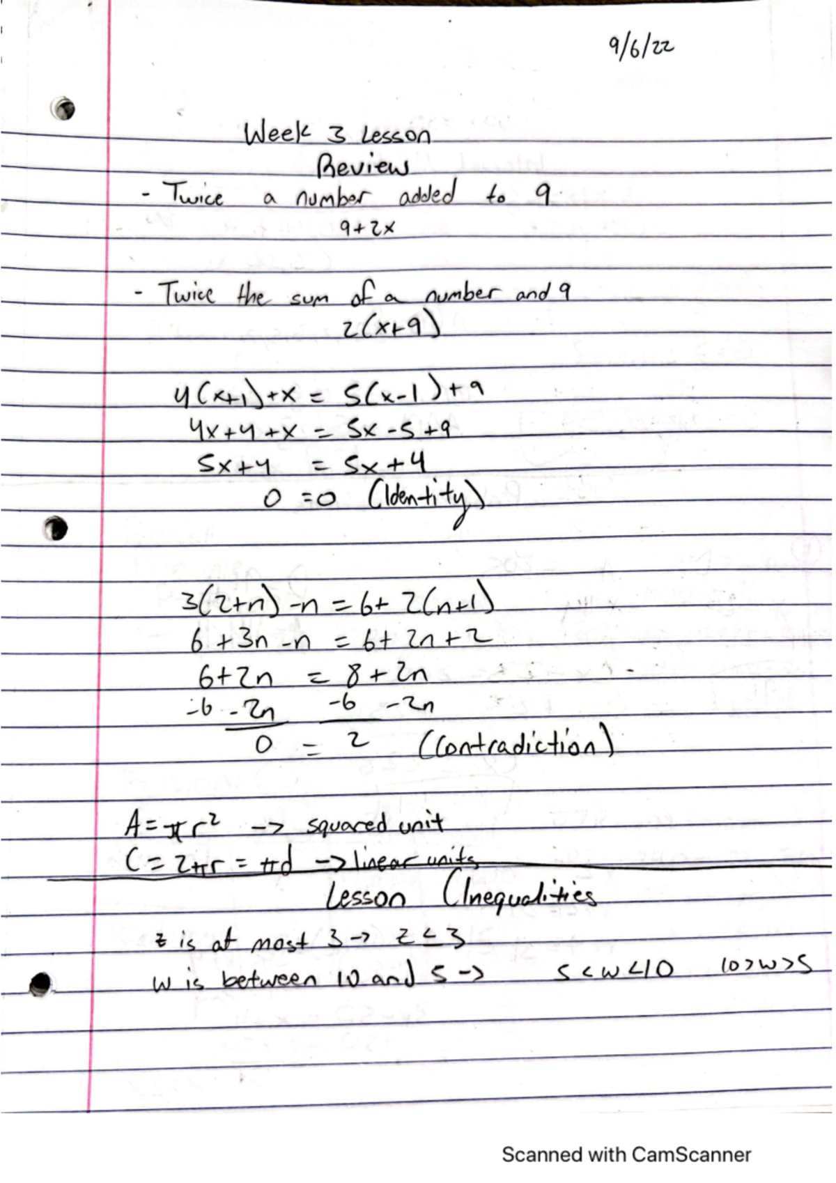 Intro to algebra week 3 - Week 3 Lesson Review Twice a number added to ...