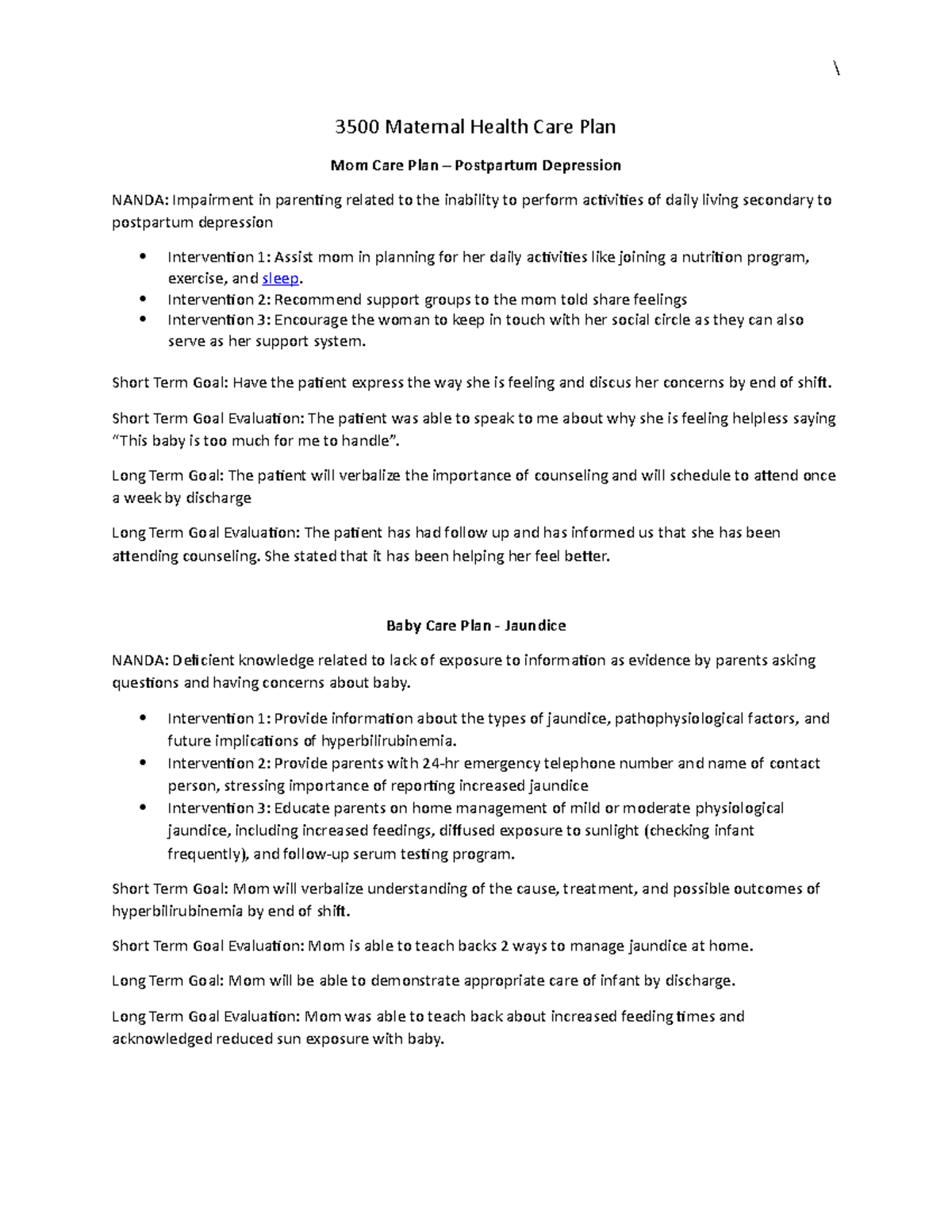 nursing Care plan - \ 3500 Maternal Health Care Plan Mom Care Plan ...