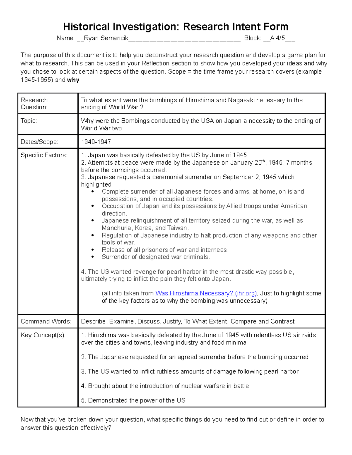 Research Intent Form (New) - Historical Investigation: Research Intent ...