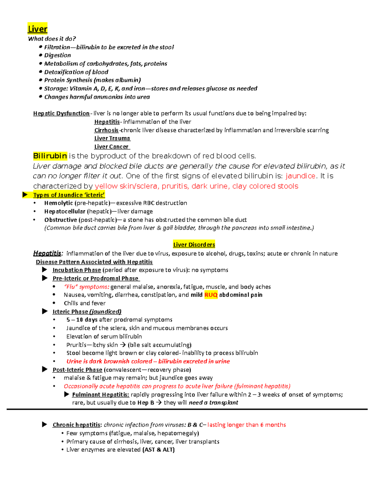 N214 Liver, Gallbladder, Pancreas Outline[ 30] - Liver What does it do ...