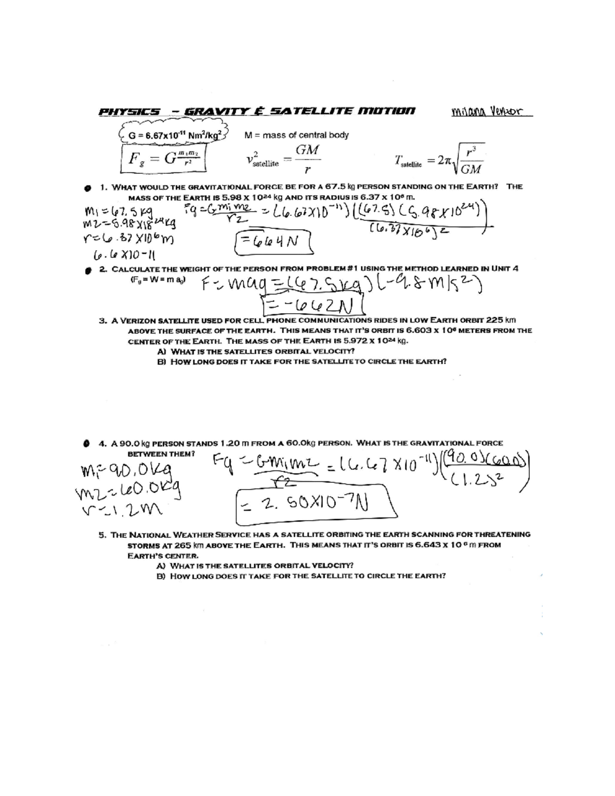 Gravitational problems - Studocu
