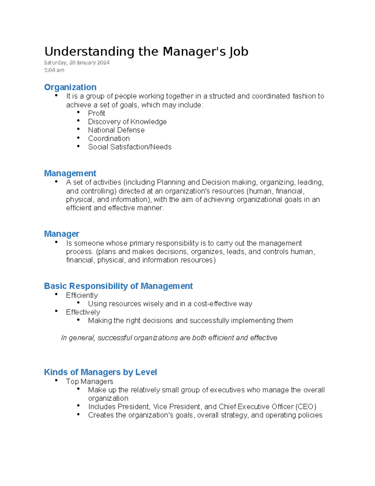 Understanding the Manager's Job - Understanding the Manager's Job ...