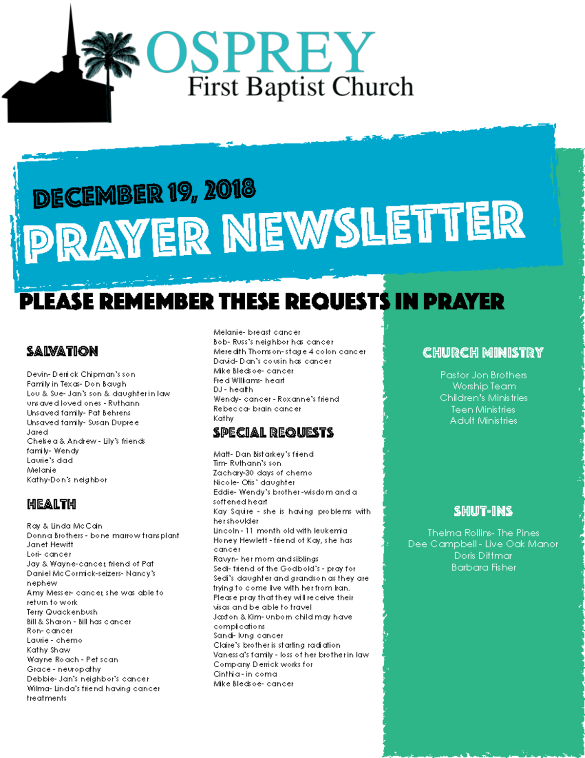 Prayer newsletter Dec. 19 - salvation Devin- Derrick Chipman’s son ...