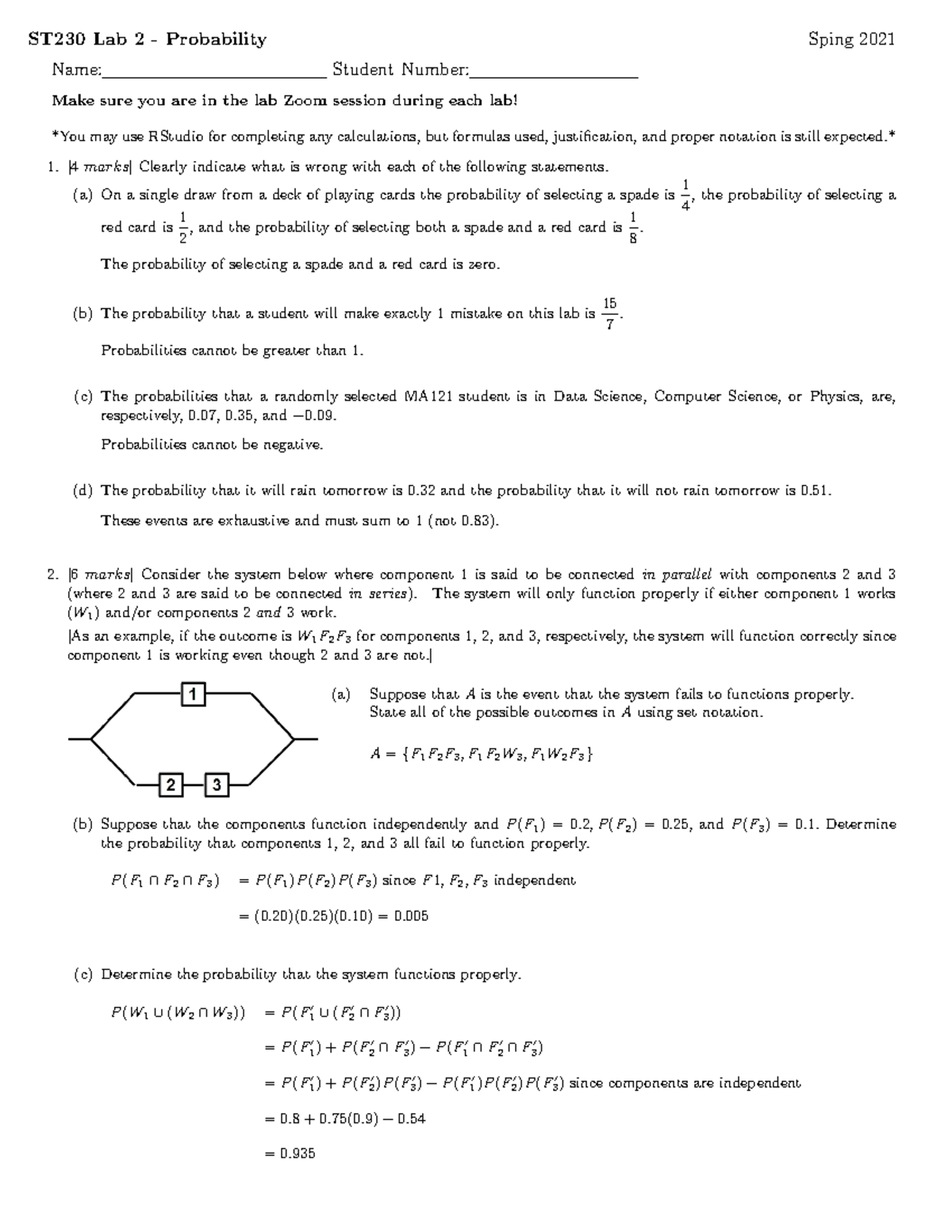 230 lab2 sol - it is an assignment answer for lab for st230 it includes ...