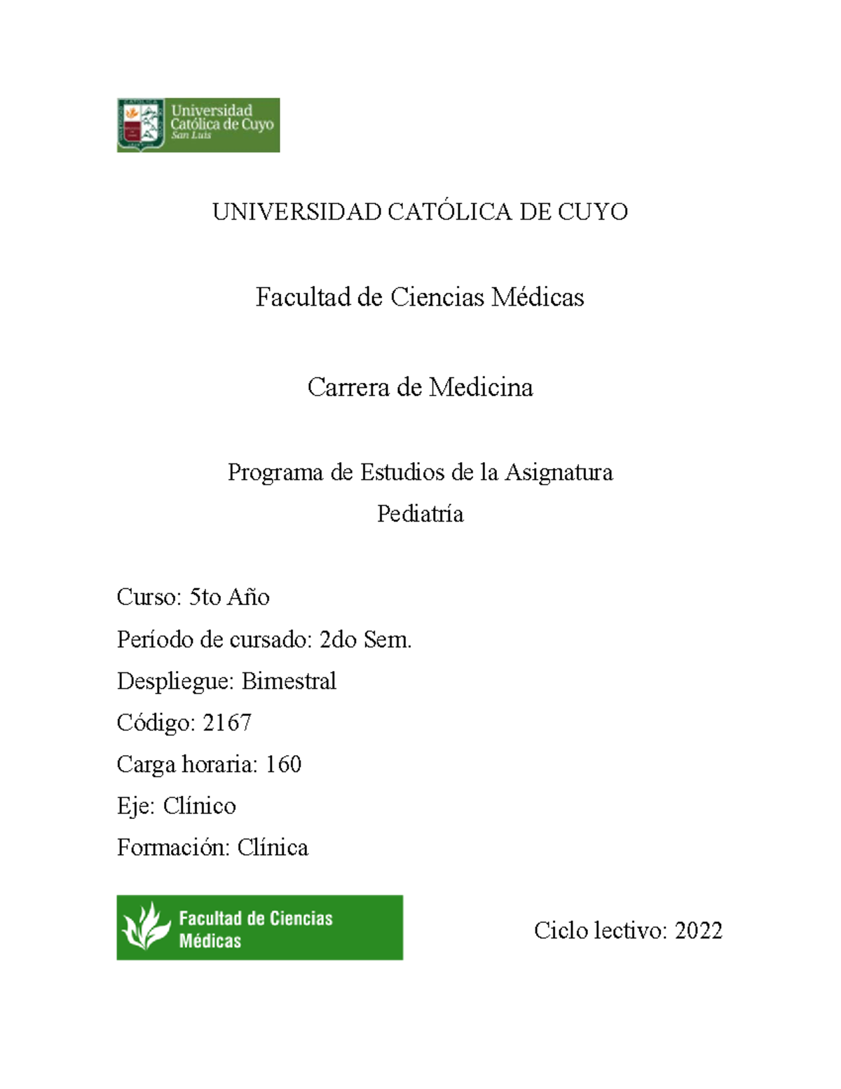 Pediatría - Libro IMEDBA - UNIVERSIDAD CATÓLICA DE CUYO Facultad de ...