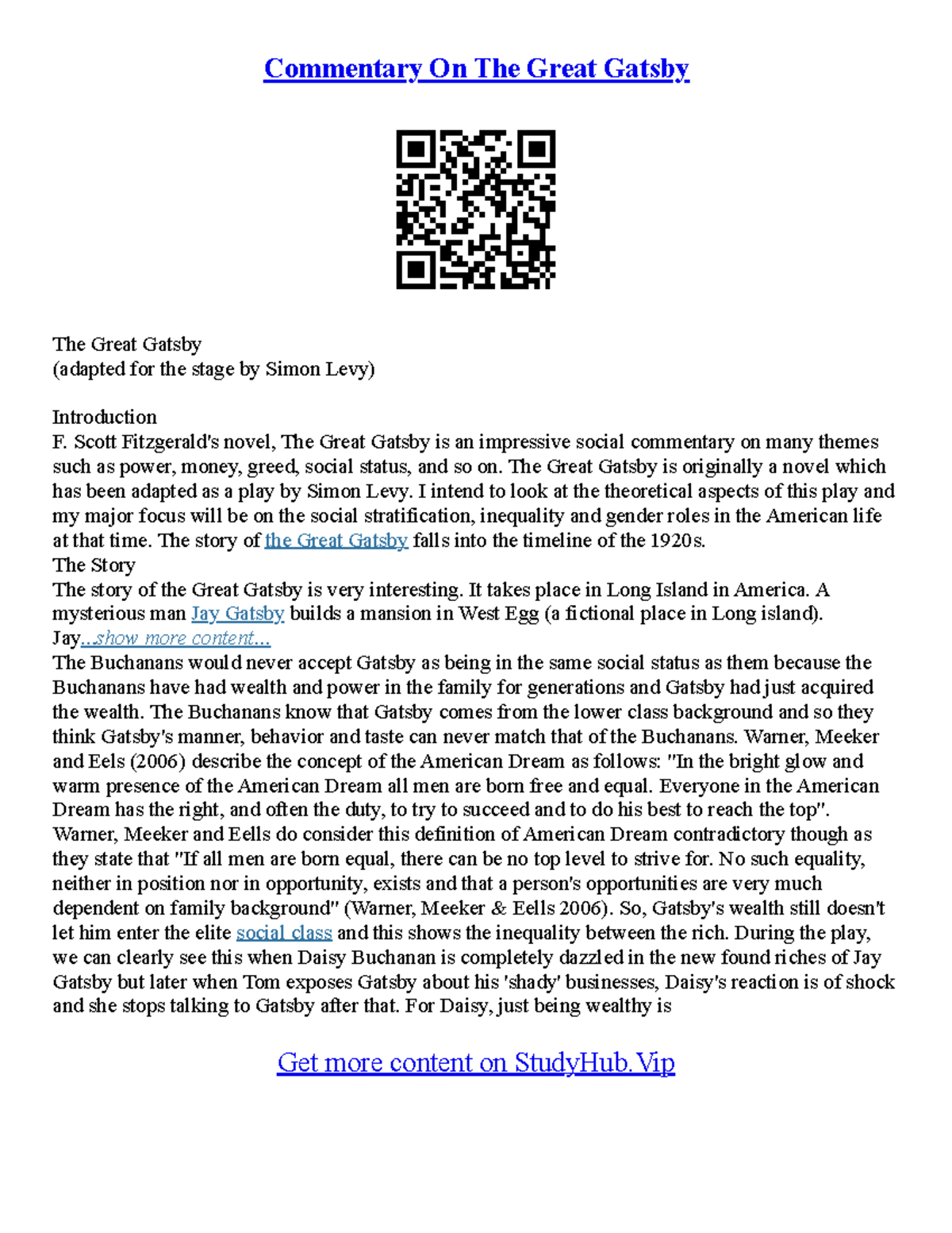 Essay The Great Gatsby - Commentary On The Great Gatsby The Great ...