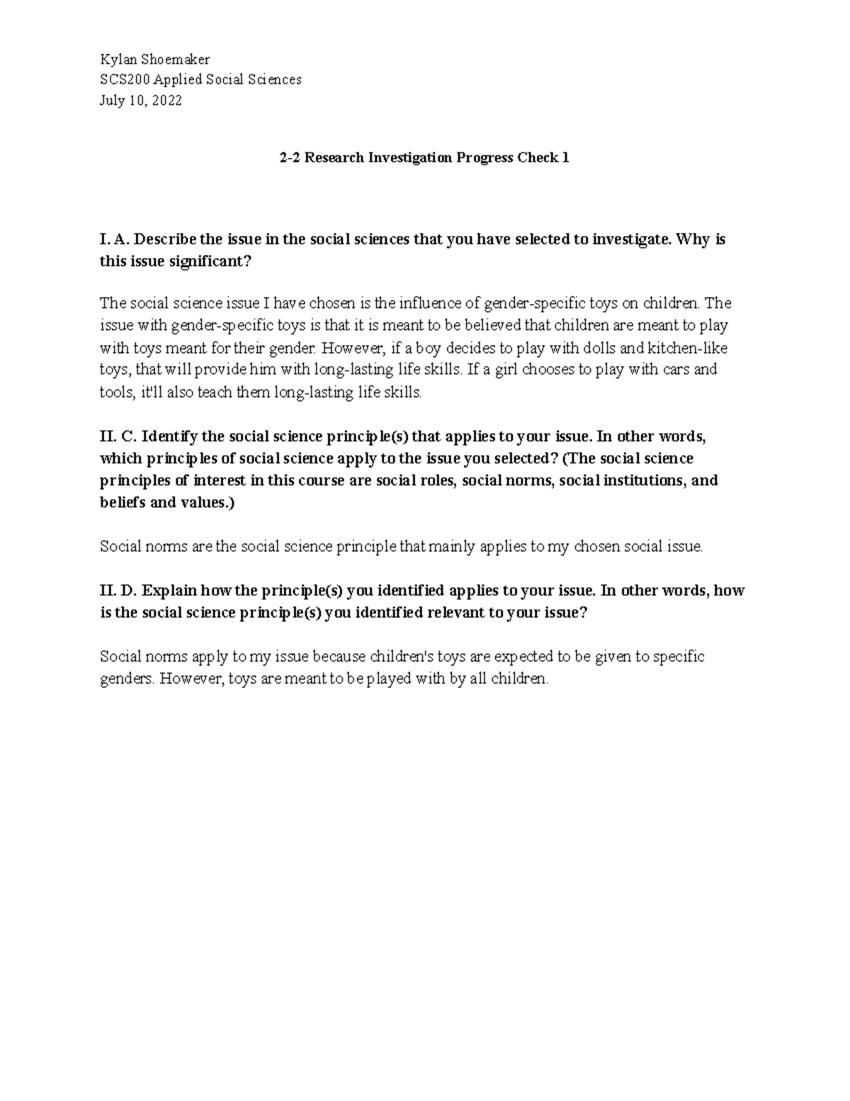 2-2 Research Investigation Progress Check 1 - A. Describe the issue in ...