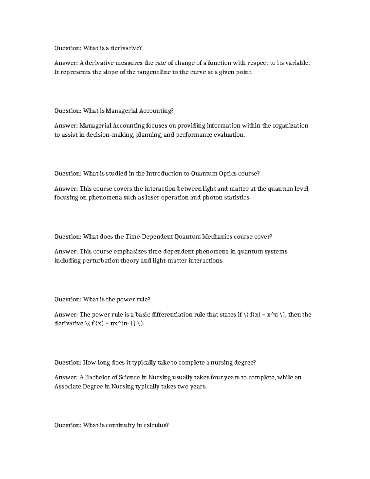 Autumn's eurybia ejective - Question: What is a derivative? Answer: A ...