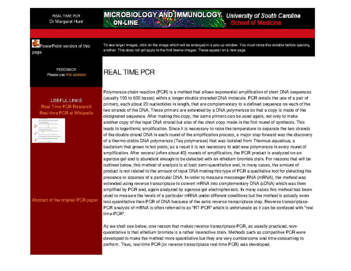 Real Time PCR Tutorial - Description of REAL TIME PCR and ∆CT method ...