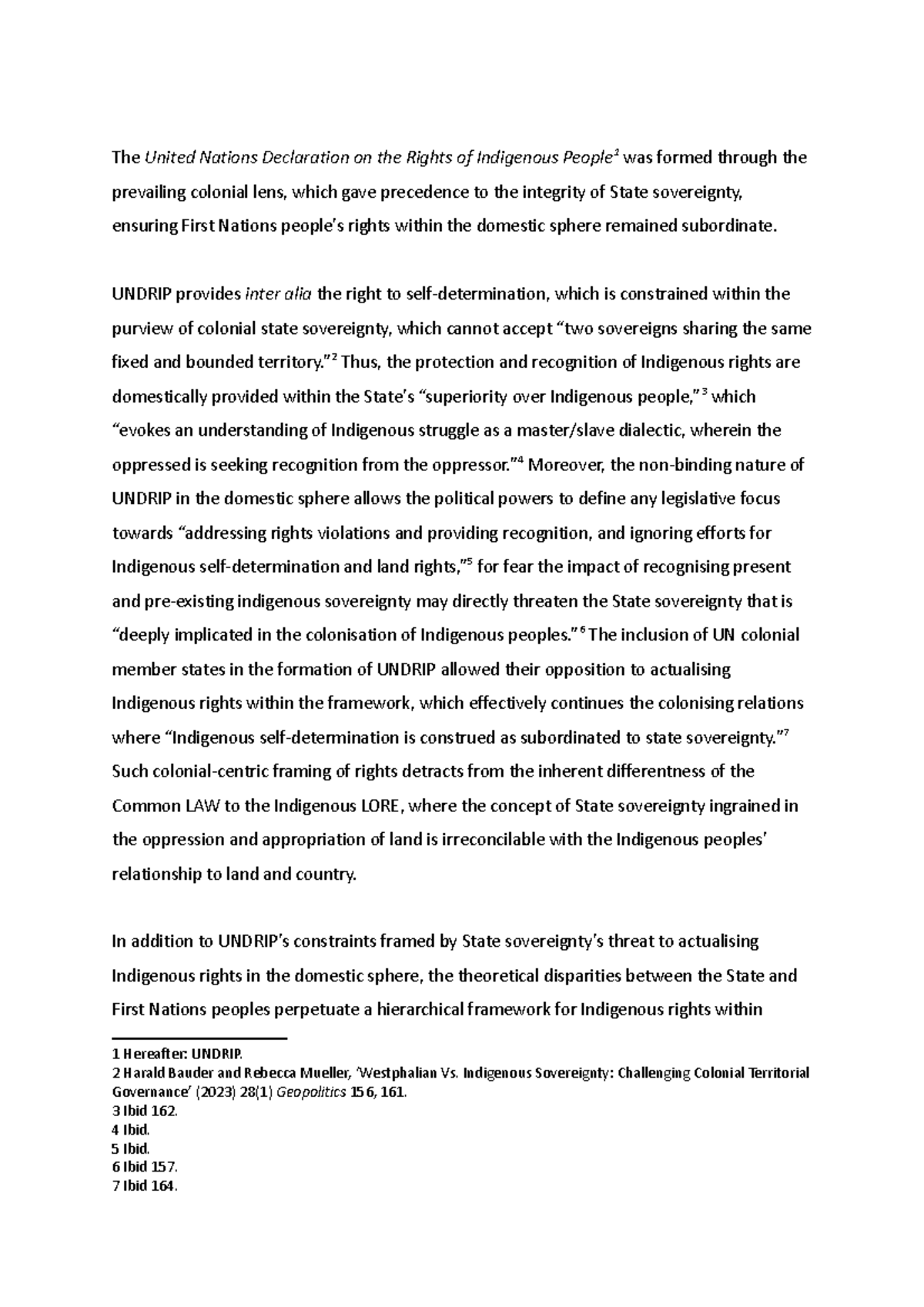 Indigenous rights - 500 word intro to final essay marked 23.5/25 - The ...