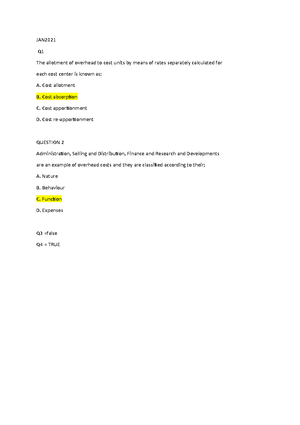 Test 2 JAN2021 MAF151 - Jan2021 MAF QUESTION 1 Which of the following ...