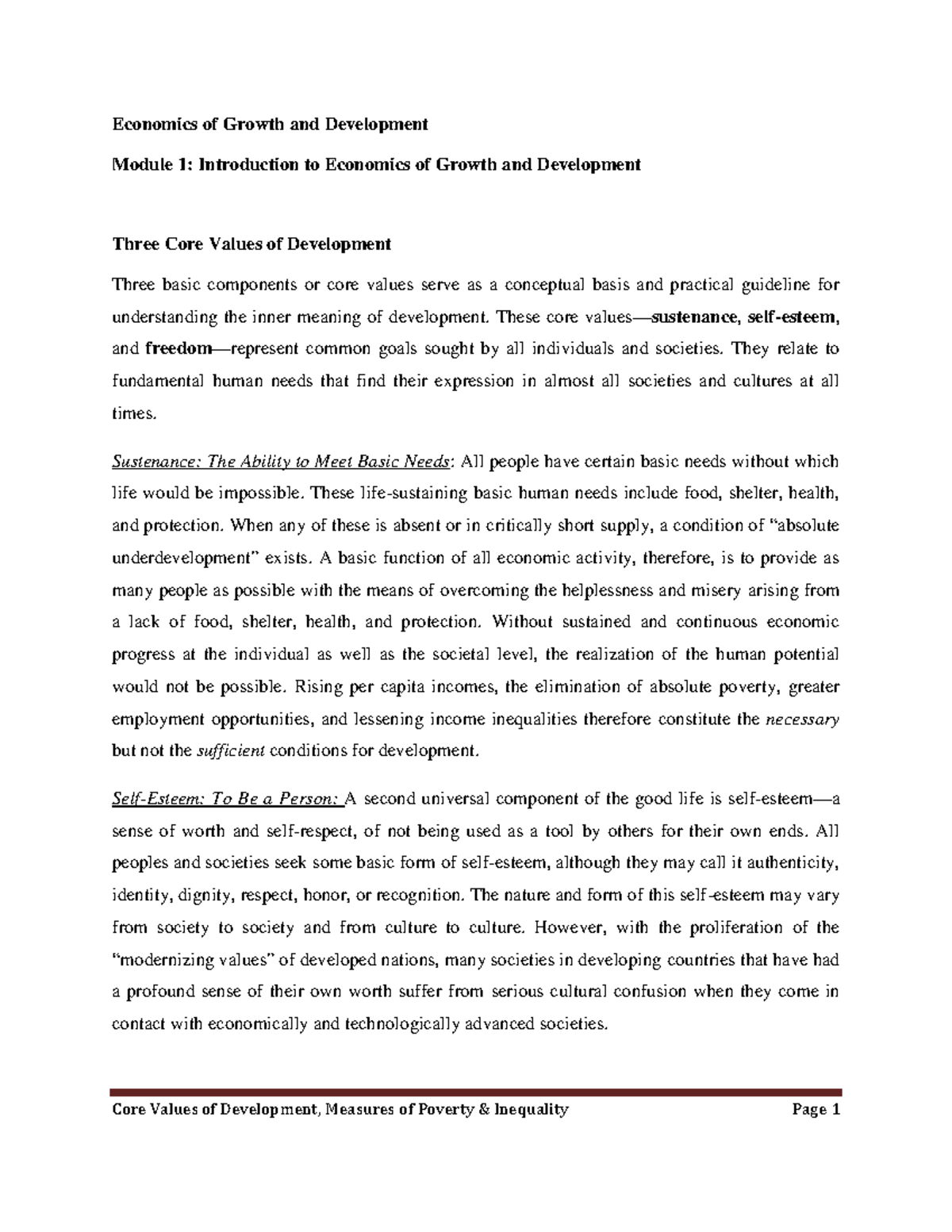 Module 1 Introduction to Economics of Growth and Development- Part 6 ...