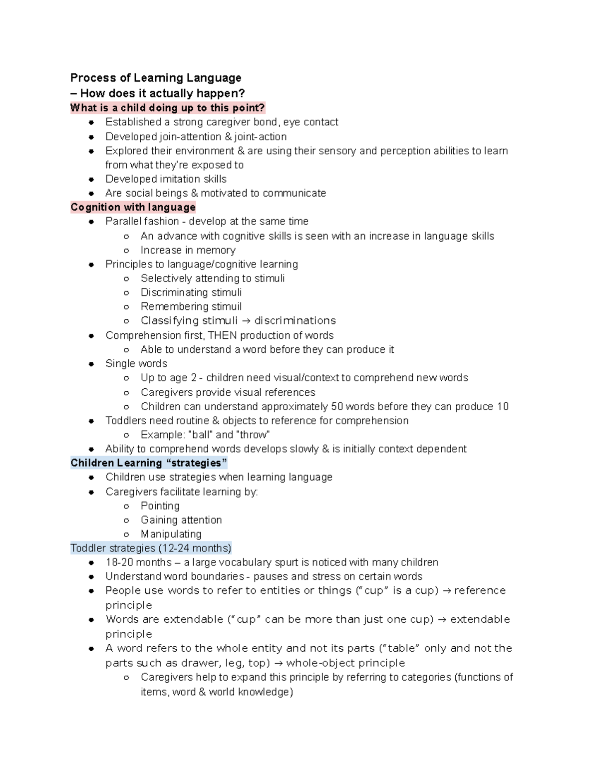 Cdi 340 module 5 notes - process of learning language - Process of ...