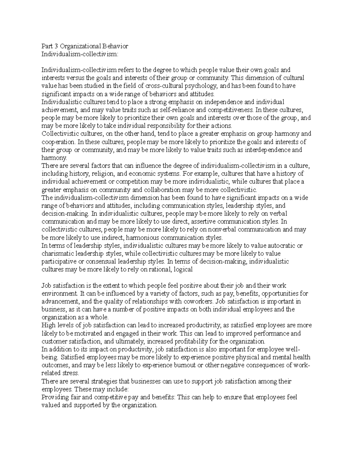 Part 3 Organizational Behavior - Part 3 Organizational Behavior ...