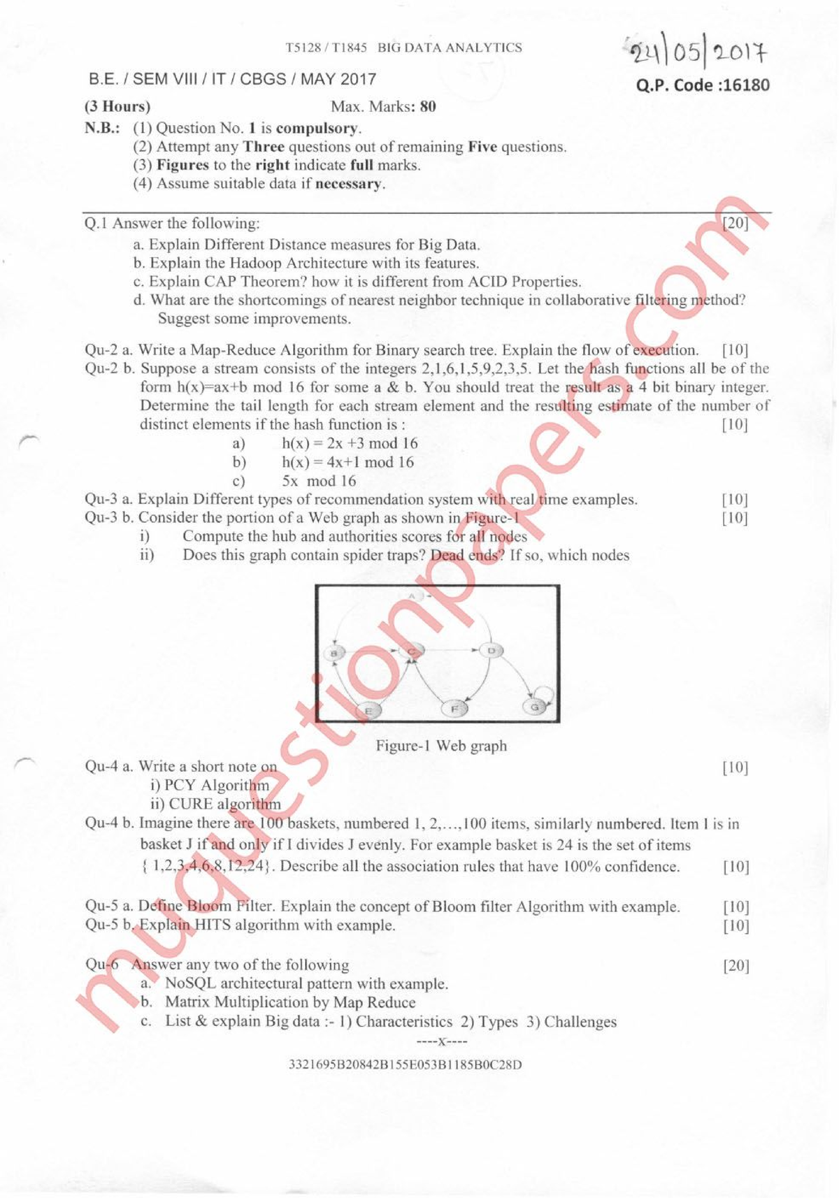 BE-IT SEM8 BDA MAY17 - Question paper bda - Computer Engineering - Studocu