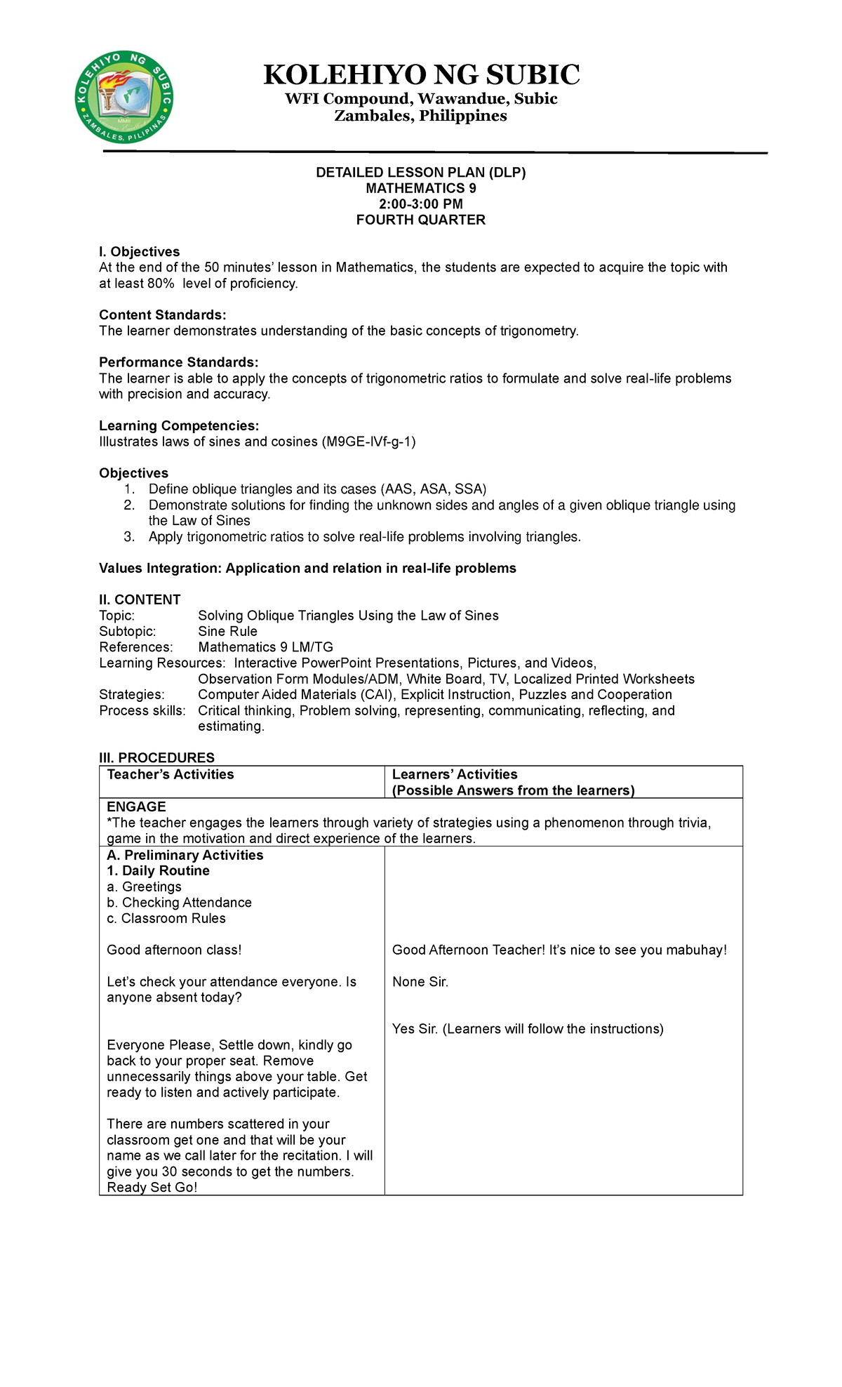 Finals LP - Research - WFI Compound, Wawandue, Subic Zambales ...
