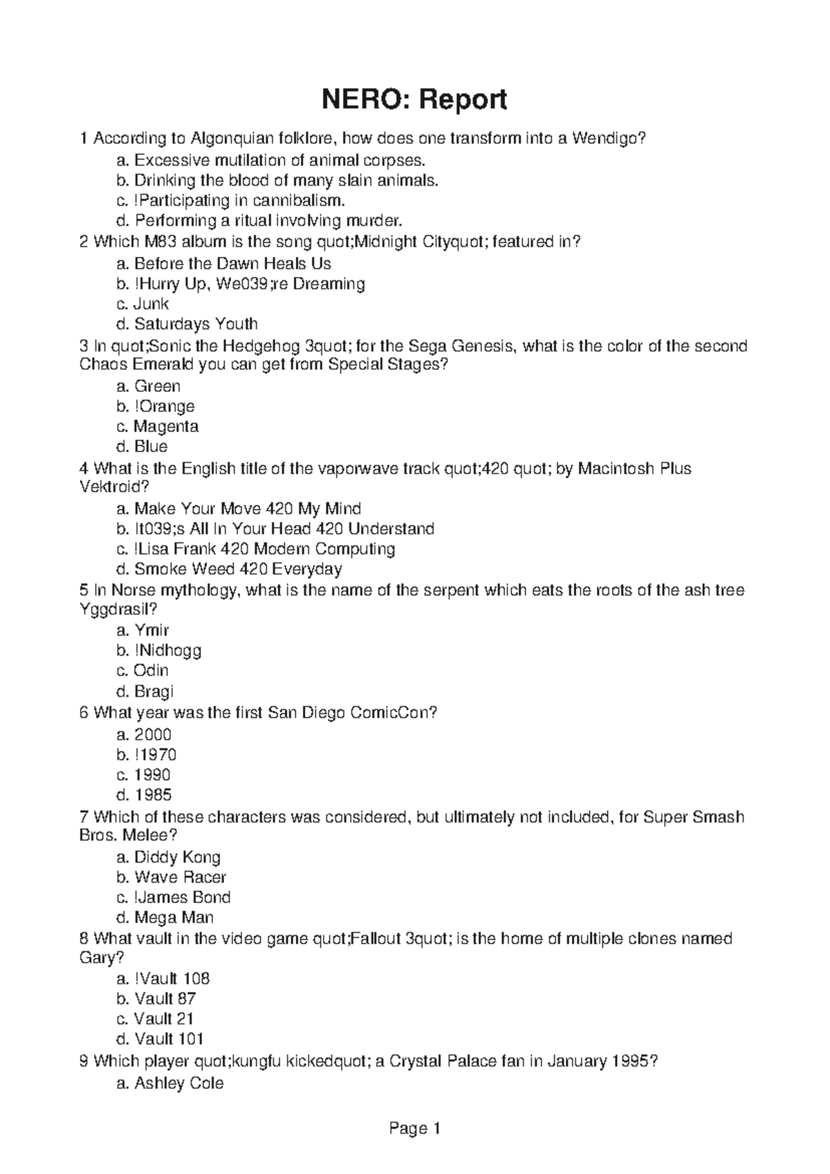 NERO275-Analysis-8 - NERO275 Pre Lab 6 - NERO: Report 1 According to Algonquian folklore, how ...