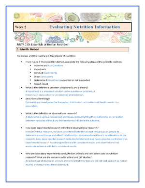 Week 3 Study Guide - NUTR 150: Essentials of Human Nutrition ...