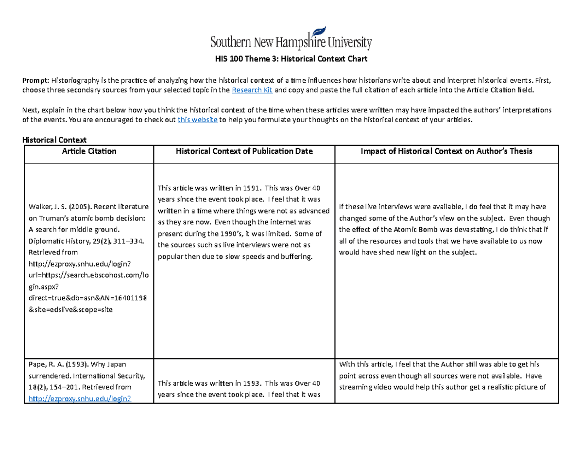 5 3 1 Patricia Stewart Historical context chart - HIS 100 Theme 3 ...