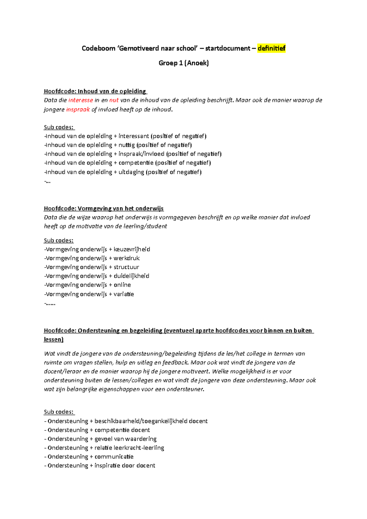 Codeboom start mogelijke ideeen - Codeboom ‘Gemotiveerd naar school ...