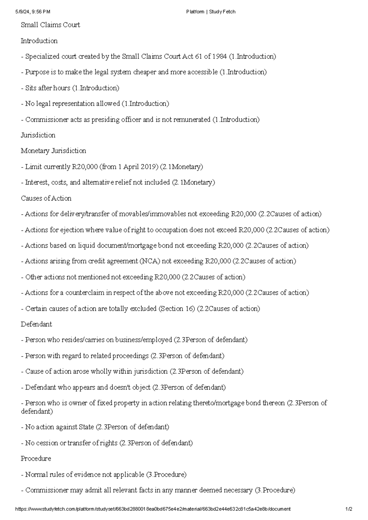 SIP 412 Lecture 8 Platform Study Fetch - Small Claims Court ...