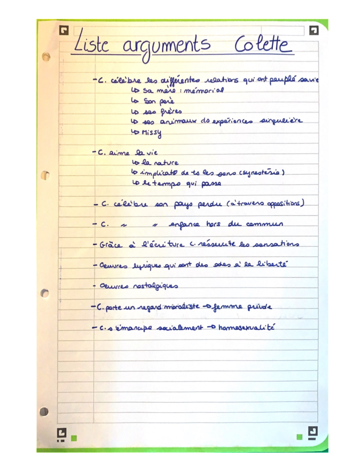 Arguments dissertation colette - Français - Studocu