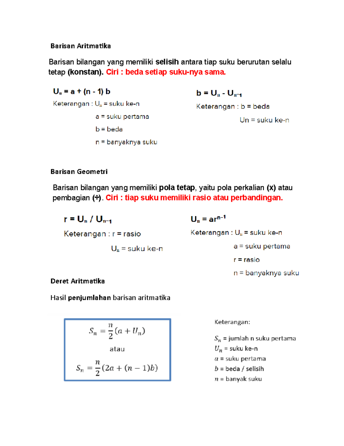 Barisan deret aritmatika dan geometri - Barisan Aritmatika Barisan ...