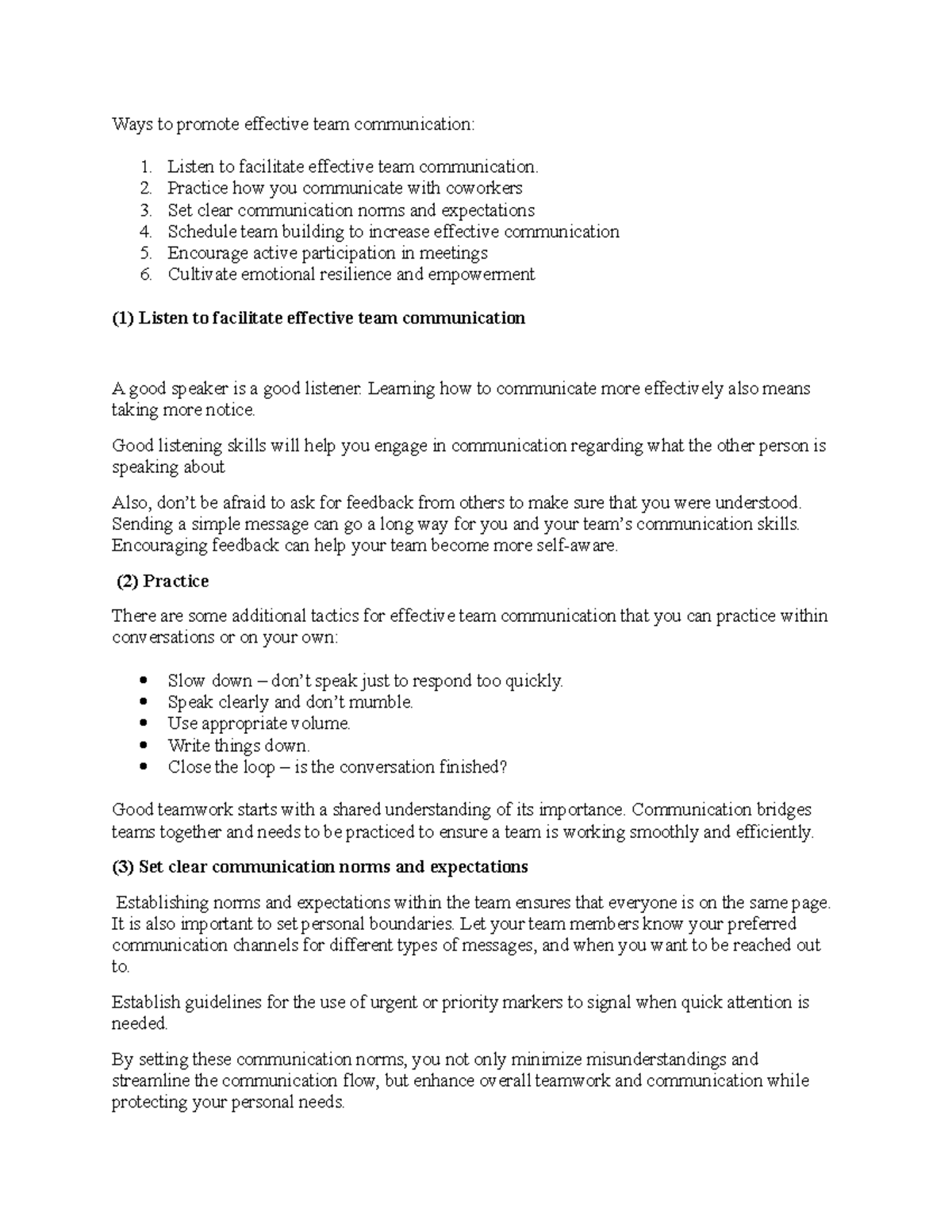 Ways to promote effective team communication - Practice how you ...