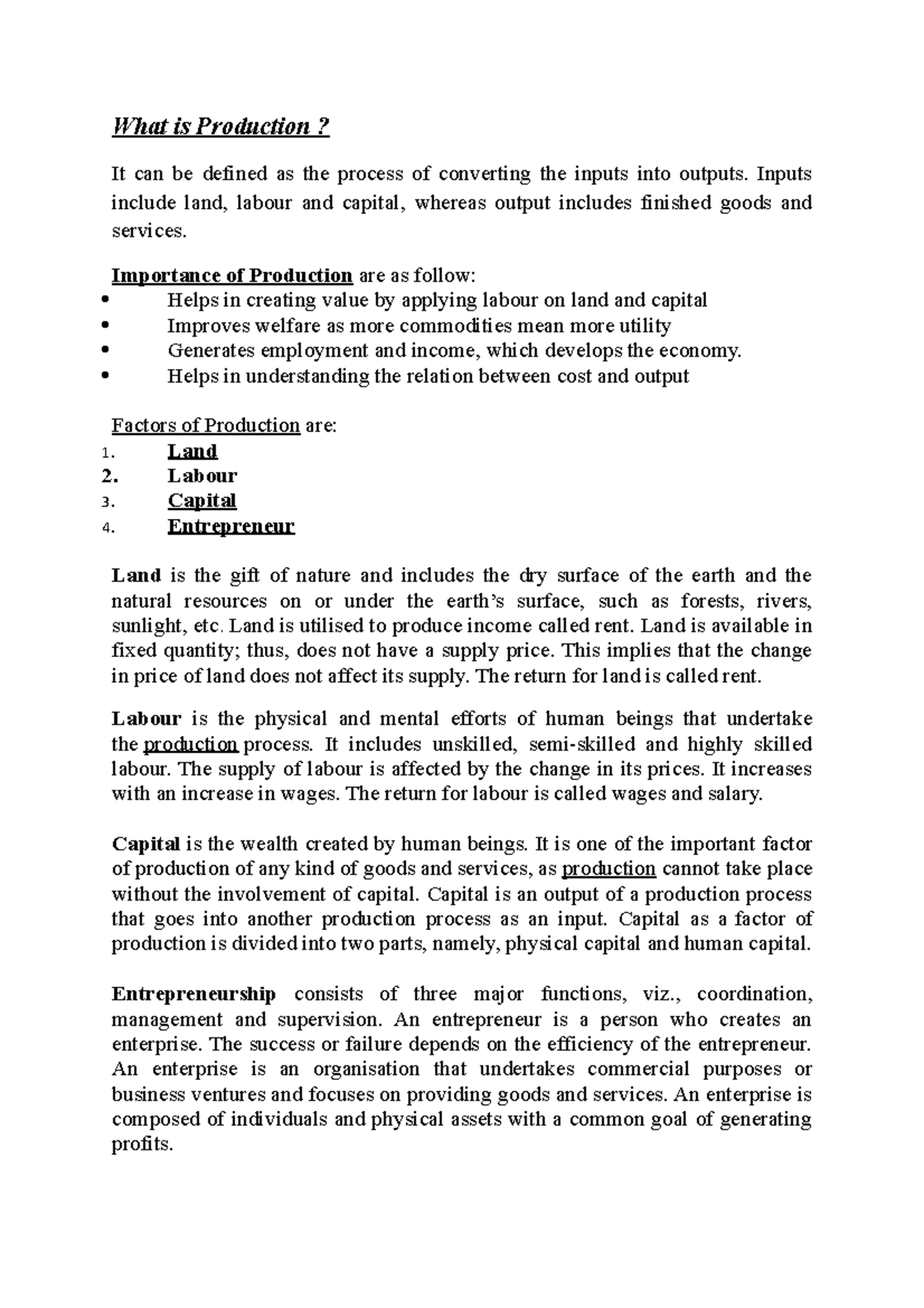 What is Production - BUSINESS ECONOMICS NOTES - What is Production? It ...