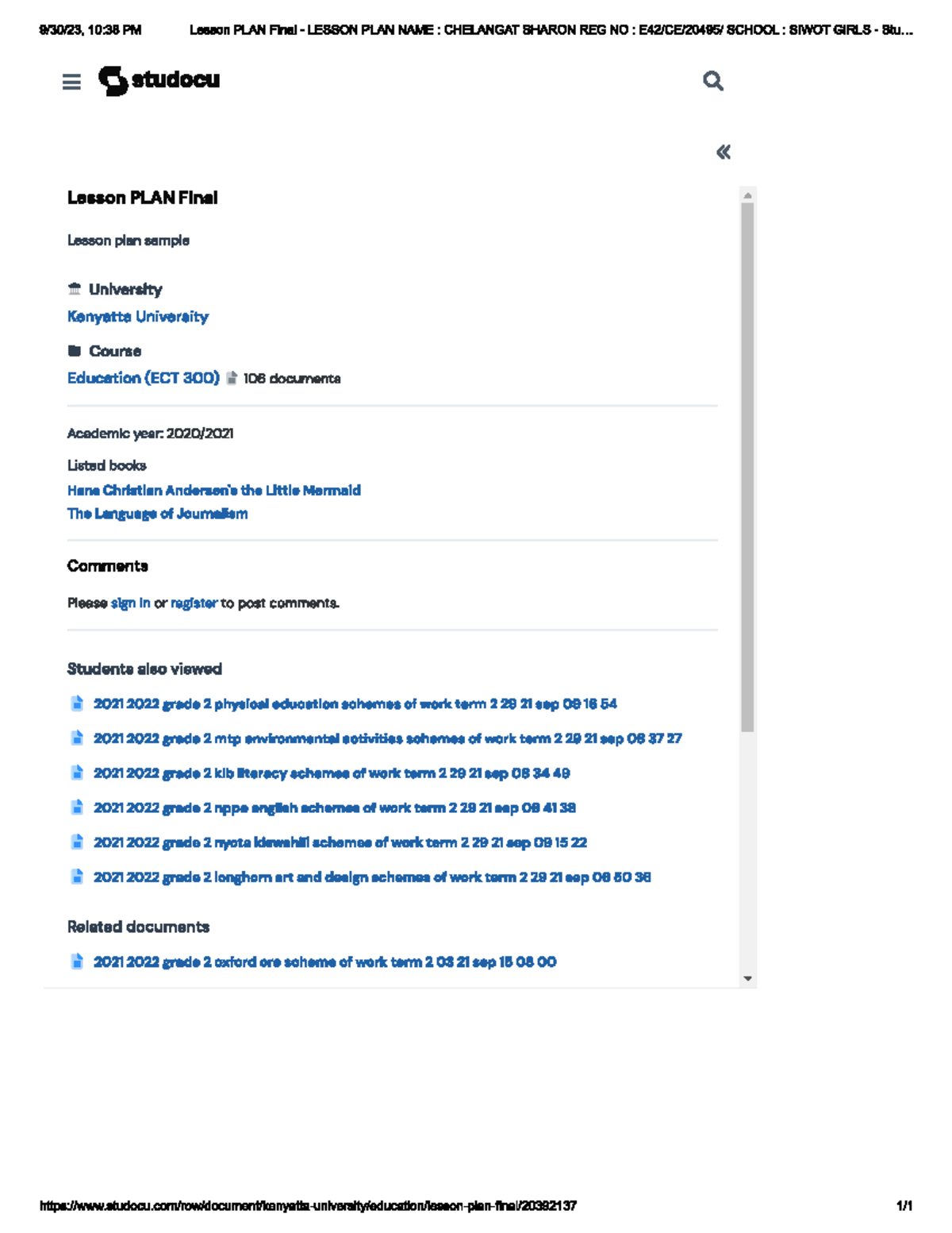 Lesson - Bla - Education - Studocu