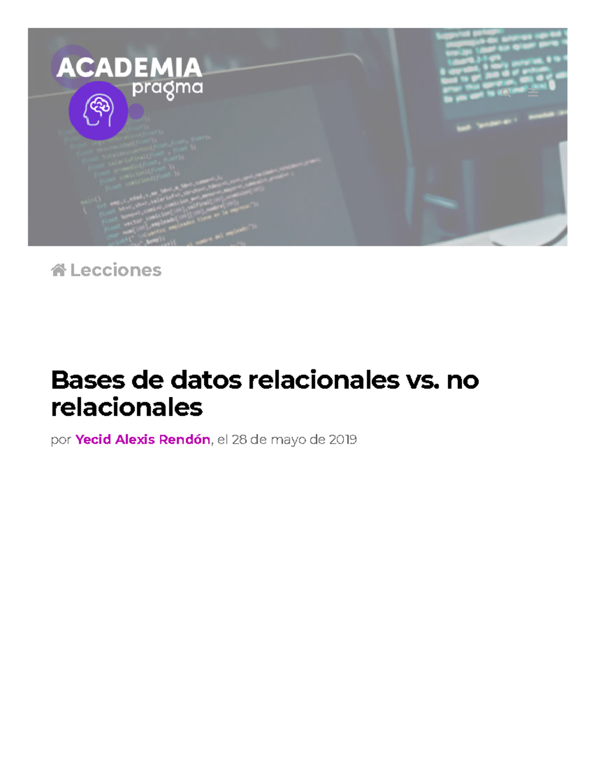 Bases de datos relacionales vs. no relacionales - Lecciones Bases de datos relacionales vs. no ...