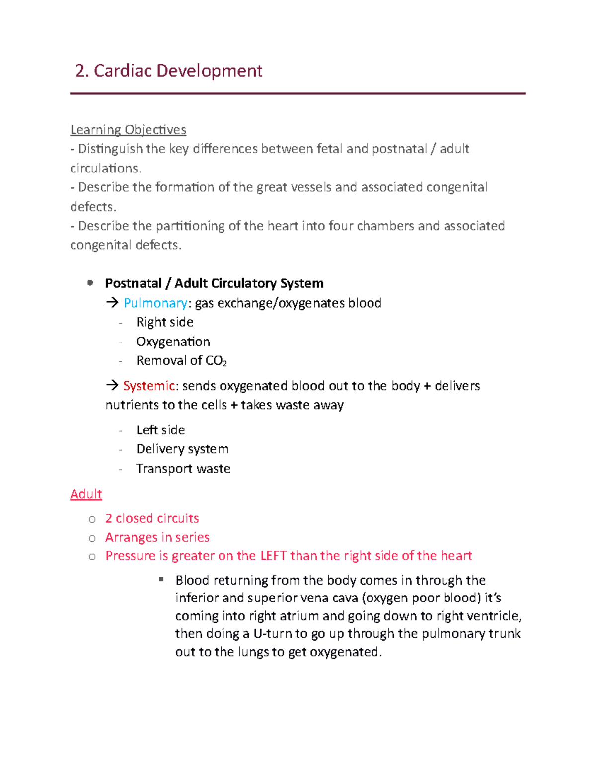 2. Cardiac Development - 2. Cardiac Development Learning Objectives ...