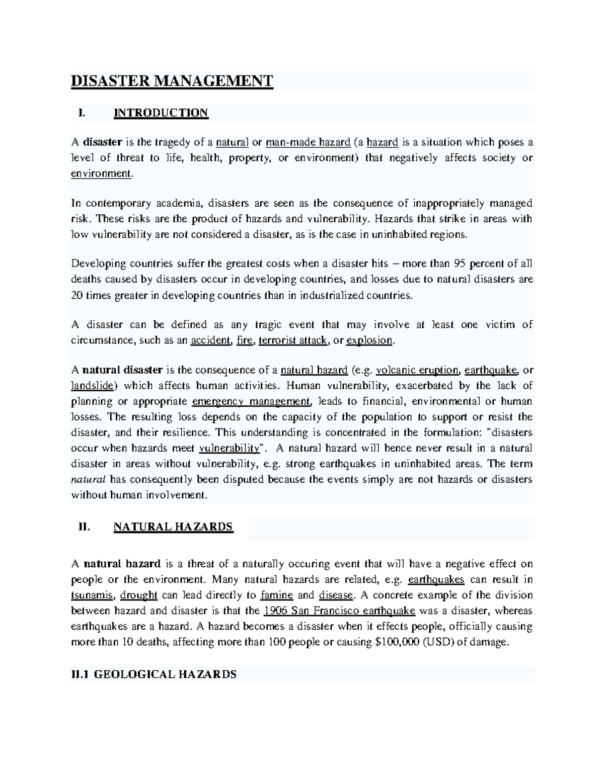 Disaster Management Notes( Community Health Notes) - DISASTER ...