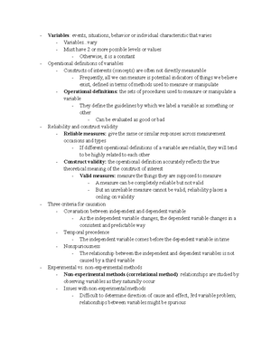 Psyc 332 ch 9 - Notes from online lecture - Measurement considerations ...