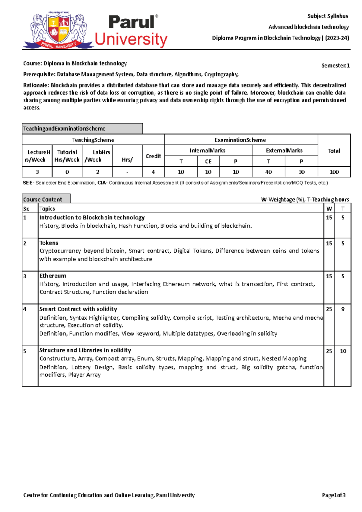 Advanced Blocakchain Technology - Course: Diploma in Blockchain ...