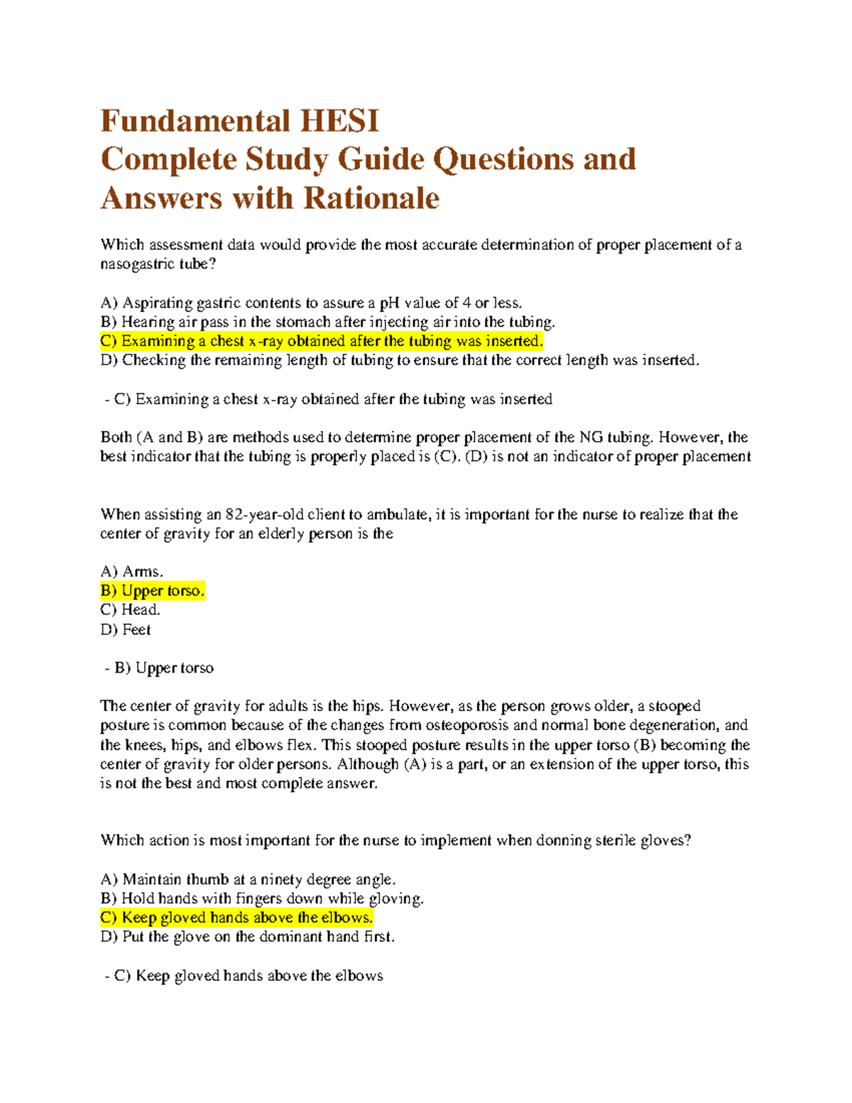 Fundamental HESI - HESI - Fundamental HESI Complete Study Guide ...