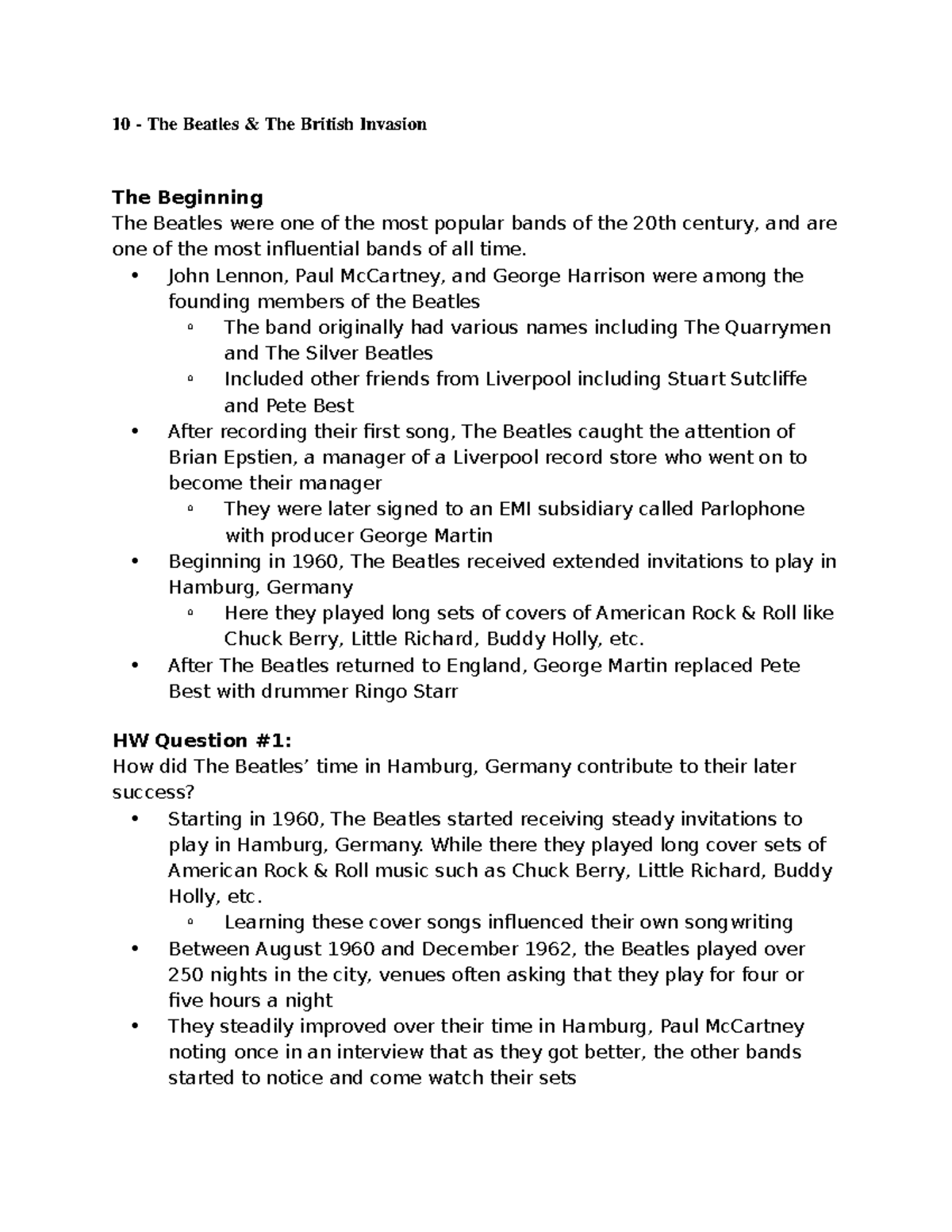 Ch. 10 Notes - The Beatles & The British Invasion - 10 - The Beatles ...