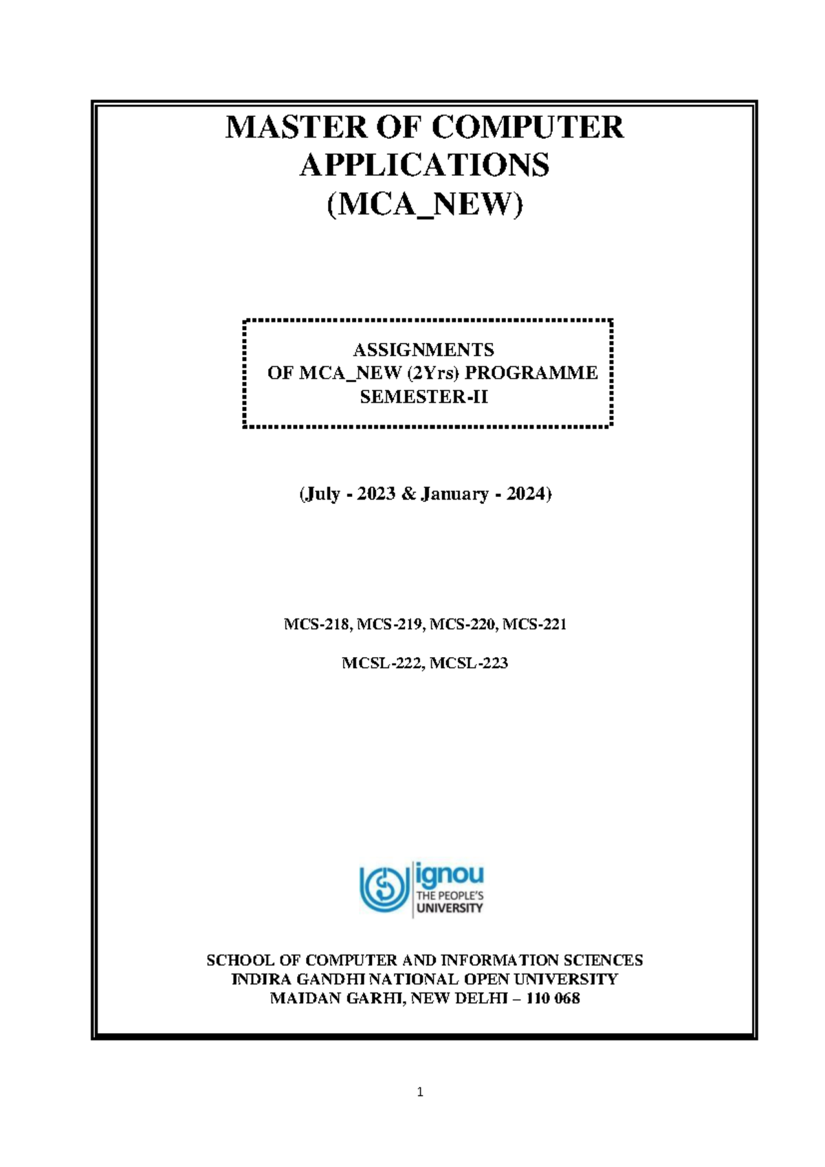 MCA NEWSemester 2July22 - MASTER OF COMPUTER APPLICATIONS (MCA_NEW ...