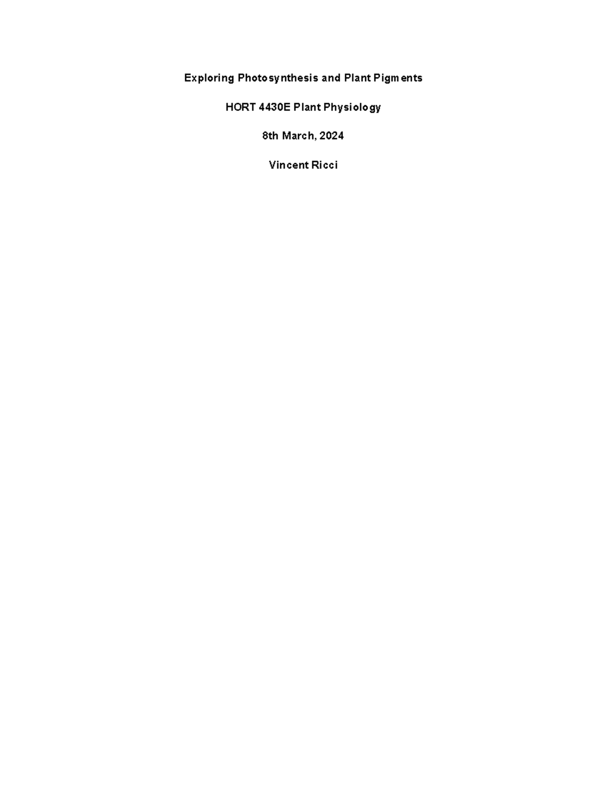 Photosynthesis lab - lab report - Exploring Photosynthesis and Plant ...