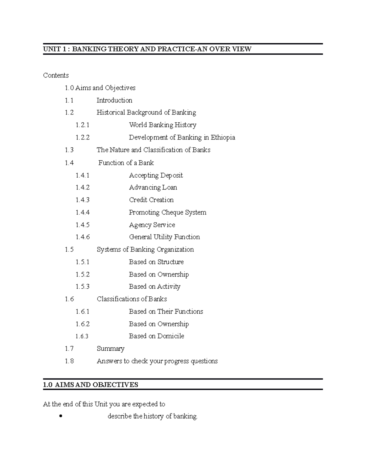 Banking Unit 1 - UNIT 1 : BANKING THEORY AND PRACTICE-AN OVER VIEW ...
