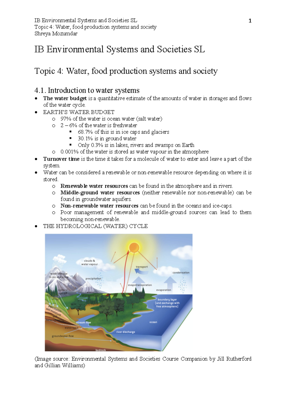 Topic 4 notes - Topic 4: Water, food production systems and society ...